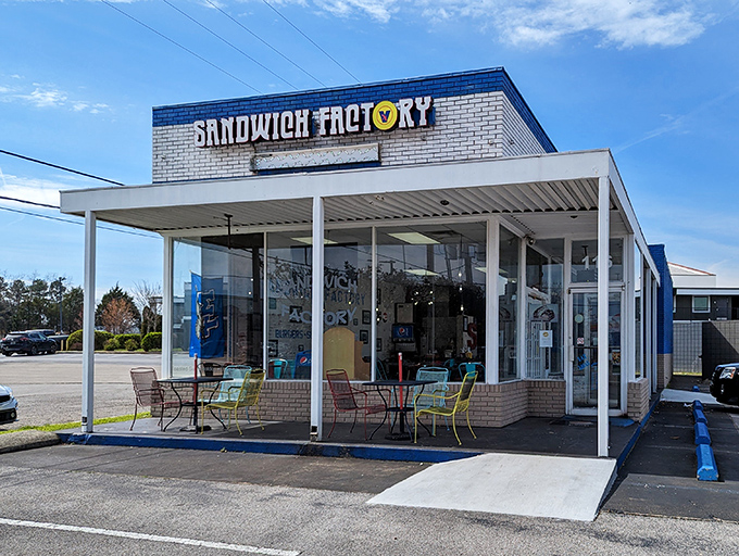 Sandwich Factory's cheerful blue and white exterior radiates the kind of small-town charm Murfreesboro residents treasure.