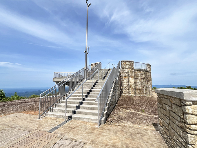 Stairway to heaven! This concrete-and-steel observation tower is like the VIP skybox for Mother Nature's greatest panoramic show.