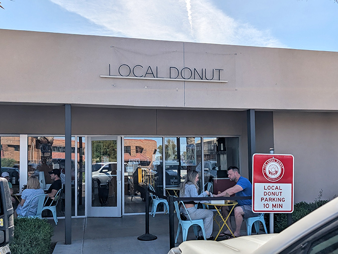 The Local Donut's outdoor seating invites you to enjoy Scottsdale sunshine with your morning maple bar.
