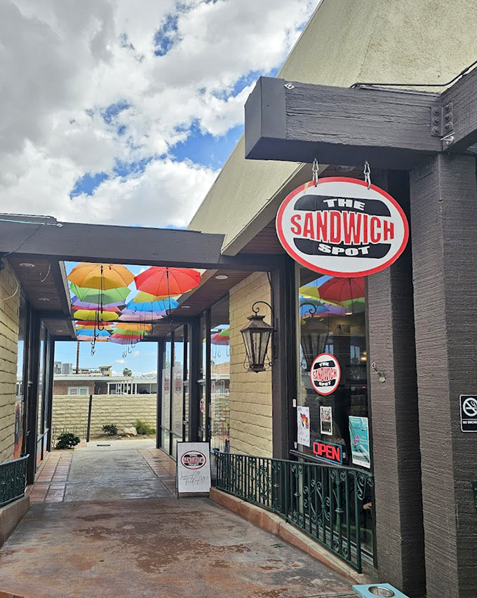 Those floating umbrellas transform an ordinary patio into something straight out of Mary Poppins' dreams.
