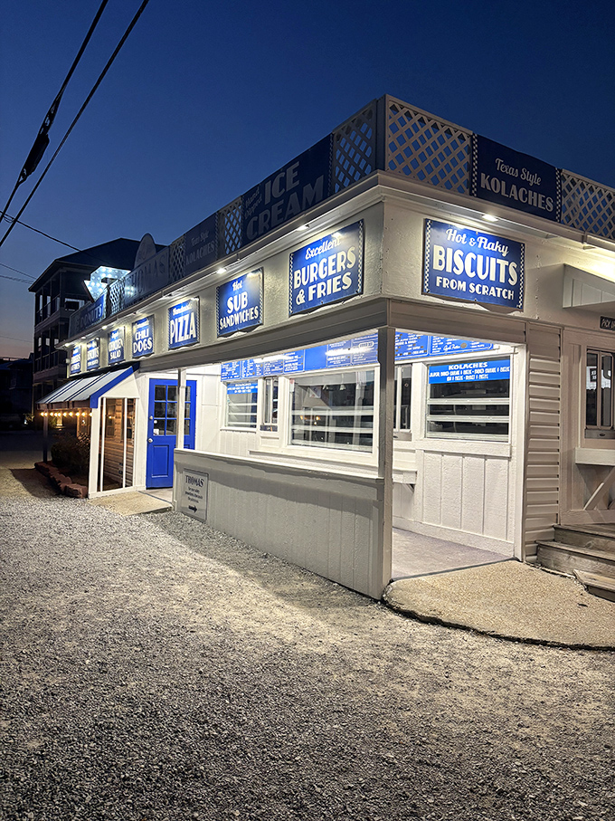 Twilight temptations! Thomas' blue-lit wonderland offers a dazzling array of treats beyond just donuts.