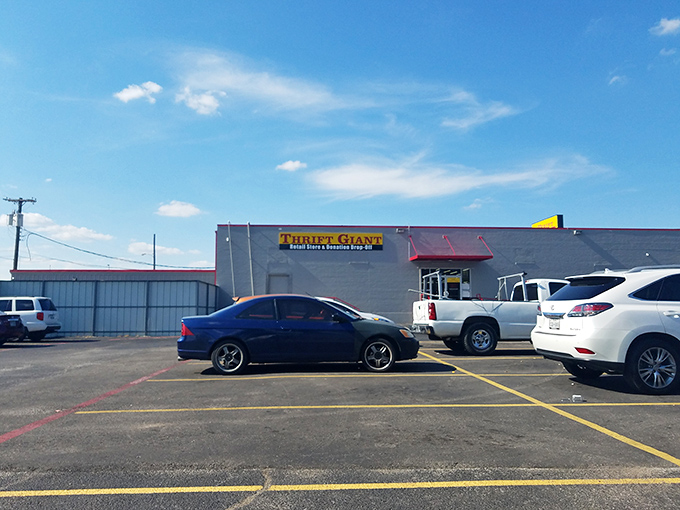 Thrift Giant keeps it simple outside to save the wow factor for inside. Don't judge this giant by its modest cover!