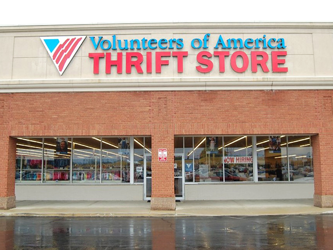 Volunteers of America's bold signage promises a thrifting adventure that also gives back to the community.