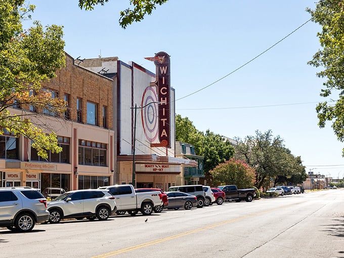 Wichita Falls' classic theater marquee glows with the promise of entertainment that doesn't require a second mortgage payment.