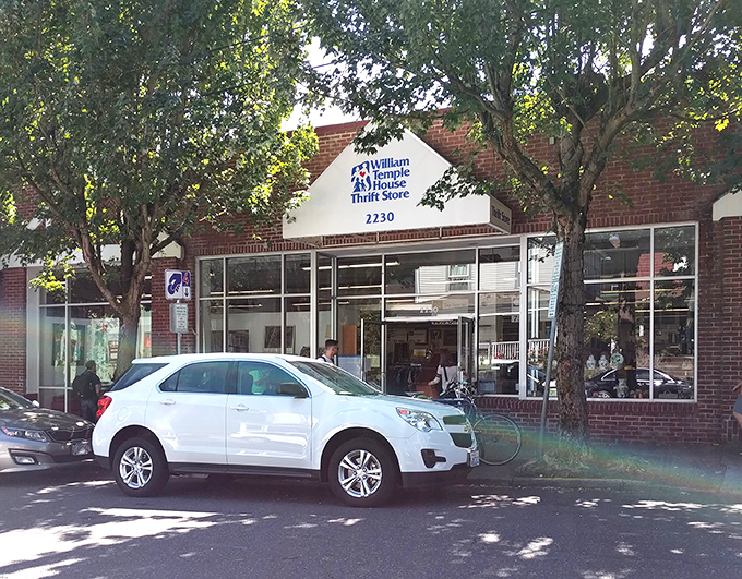 The classic brick facade suggests timeless quality, much like the carefully selected items waiting to find new loving homes.