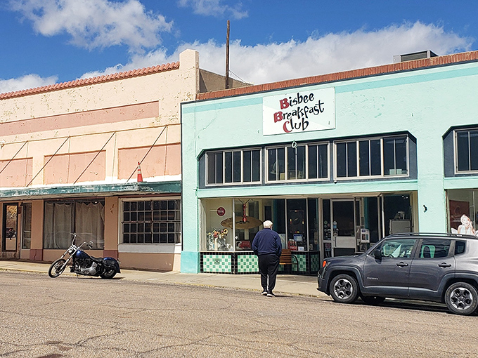 Mountain town character shines through every weathered board - breakfast with a side of history.