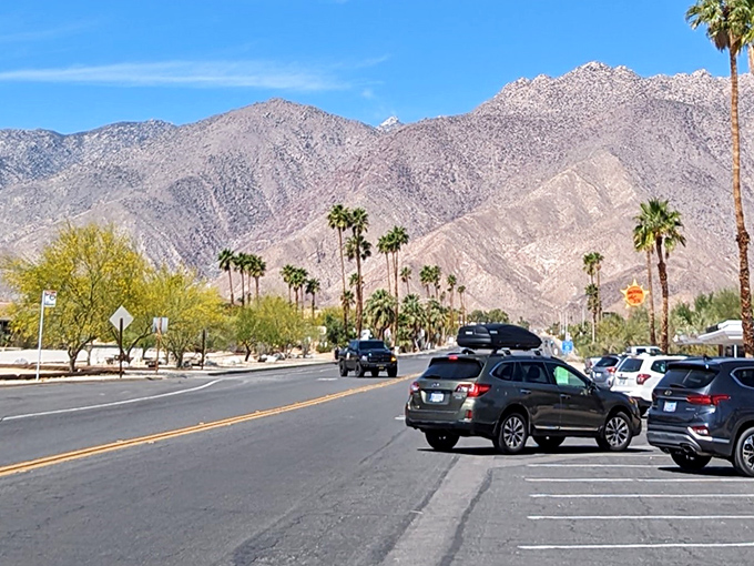 Sometimes paradise is just a wide street surrounded by desert beauty where the pace matches the peaceful mountain backdrop.
