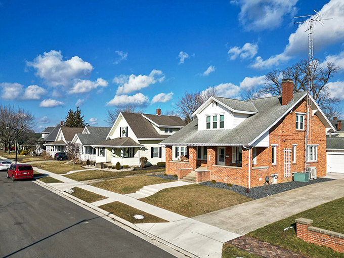 This aerial view reveals how neatly Celina's residential streets are laid out, like a well-organized quilt of American small-town life.