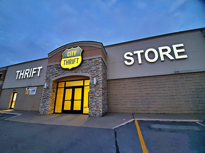 The stone accents add class to a place where classy clothes cost practically nothing.