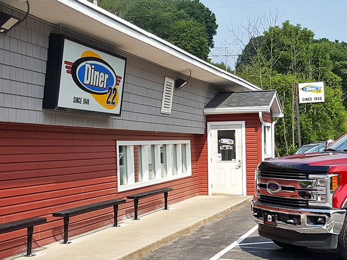 That retro sign isn't just decoration &ndash; it's a promise of eggs cooked right and coffee kept hot.