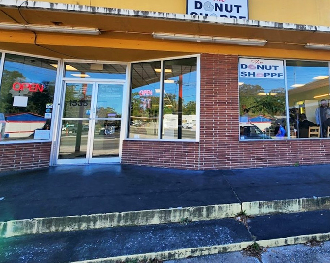 Classic brick and glass design houses classic donut perfection - some things never go out of style.