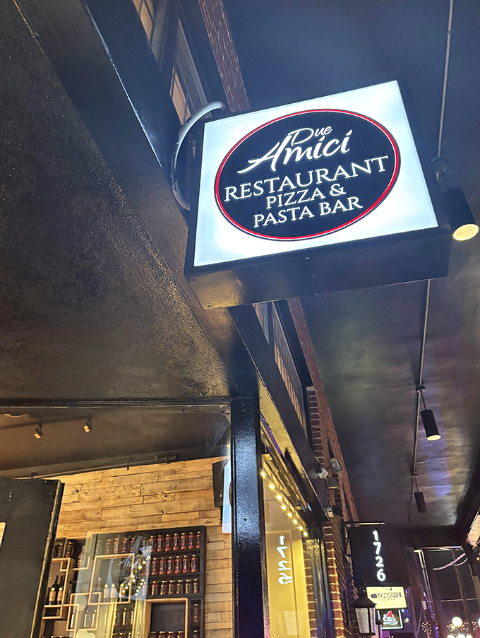 The intimate lighting creates the perfect atmosphere for savoring exceptional pizza in Tampa's cultural heart.