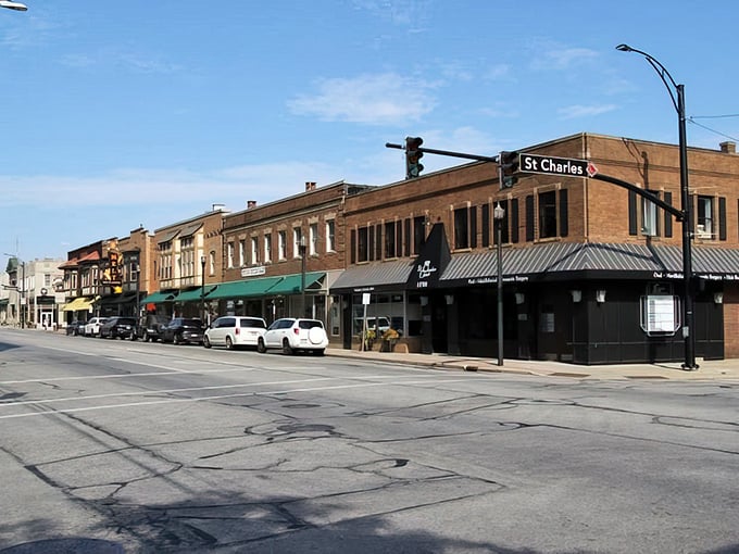 Sunlight plays across Elyria's classic storefronts, where inside, menu prices seem equally bright and cheerful.