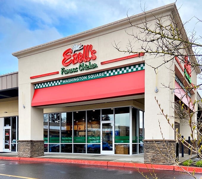 The checkered pattern hints at classic diner vibes with seriously upgraded chicken game.