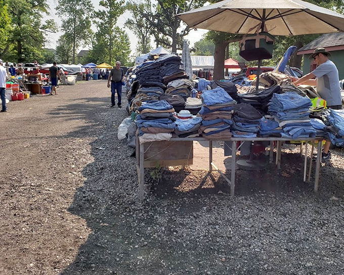 Mountains of denim at Greenlawn prove that somewhere, your perfect-fit jeans are waiting for just five bucks.