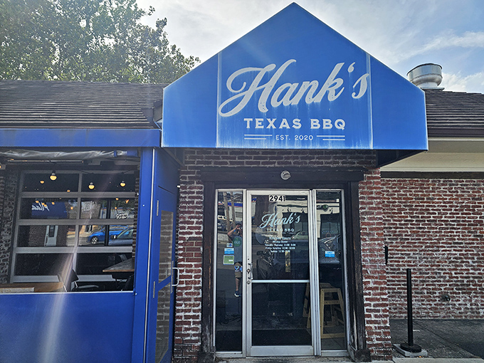 When a barbecue joint paints itself bright blue, it's making a statement about flavor confidence.