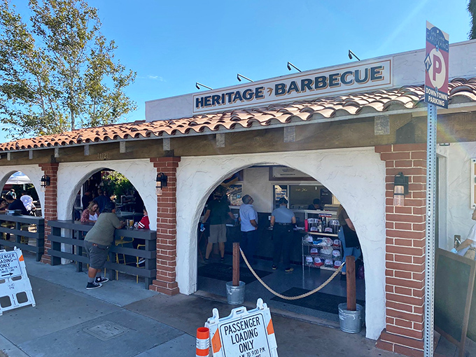 Those elegant arches frame more than just a restaurant &ndash; they're the gateway to BBQ artistry at its finest.