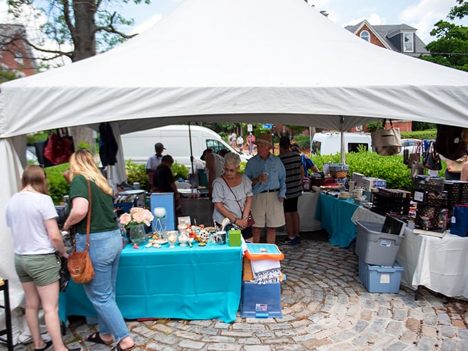 Thrifty treasures await you under the bright white tent at Hope House Thrift Store, where every unique find tells a story.