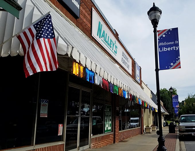 Main Street welcomes with colorful storefronts that invite browsing without any pressure to hurry.