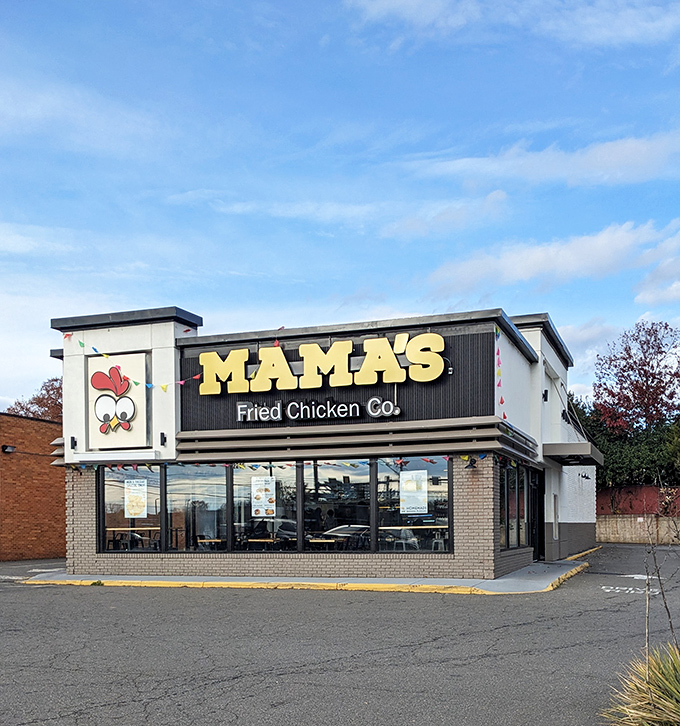 Clean lines and that cheerful chicken logo promise fresh-fried goodness &ndash; Fredericksburg's worst-kept delicious secret.