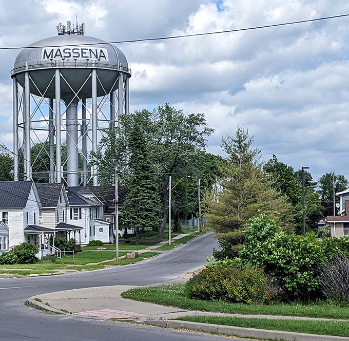 Massena's iconic water tower watches over a town where your retirement dollars tower over the cost of living.