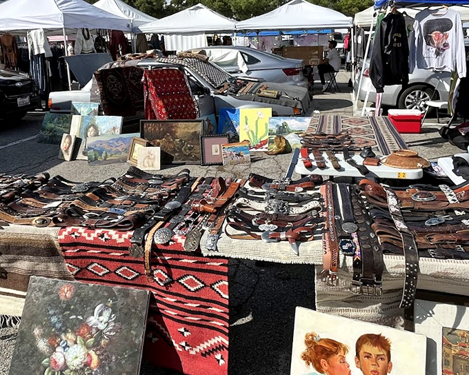 Leather and canvas treasures spread like an artistic buffet at Melrose, where belt buckles big enough to double as dinner plates await fashion daredevils.