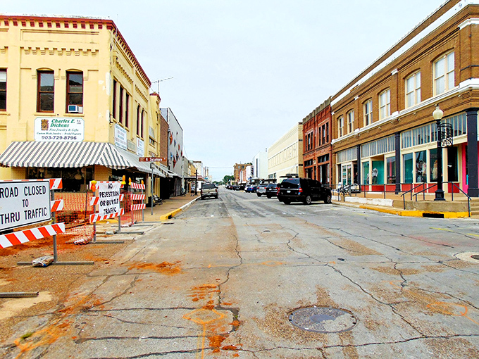 These railroad town storefronts have that authentic patina that can't be faked or rushed, only earned.