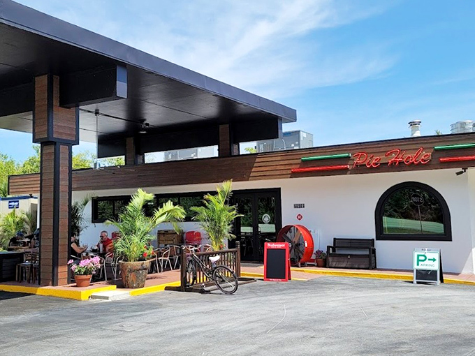 When you can see the wood-fired oven from outside, you know you're about to experience pizza magic.