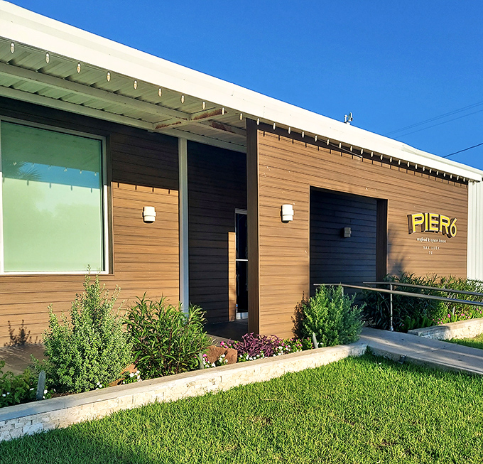 Clean lines and green grass frame this newcomer perfectly. Pier 6 proves great seafood doesn't always need decades of weathering.