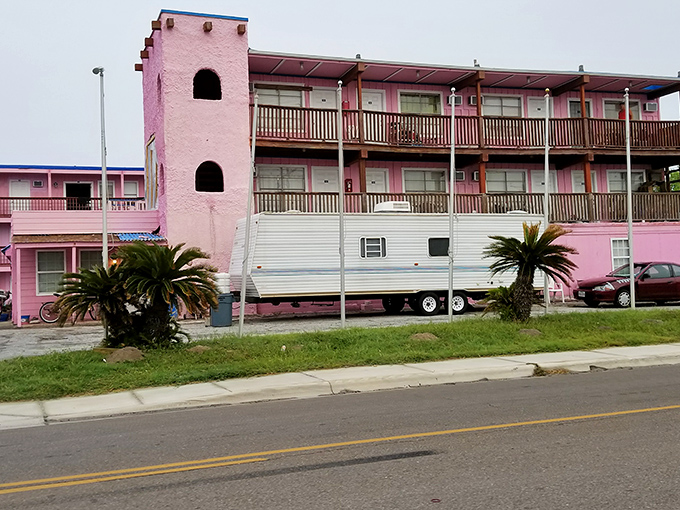 Pink paradise by the sea - where retirement dreams meet salty air and endless ocean views.
