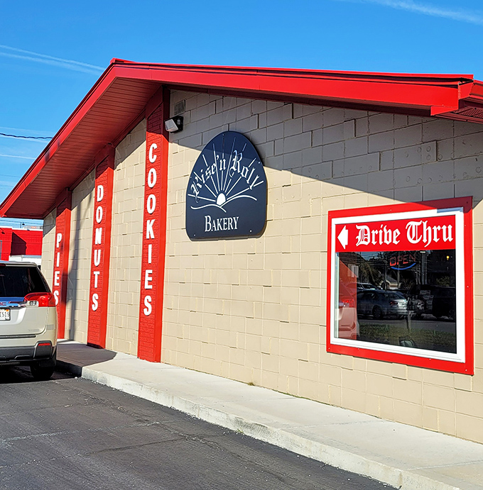That sign might as well be a warning: "Caution: Cinnamon caramel donuts ahead that will ruin all other donuts forever."