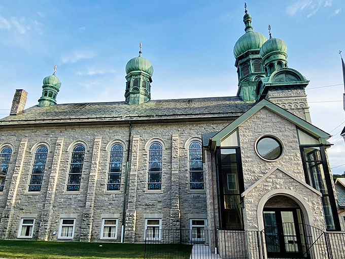 This striking church with green domes adds unexpected architectural flair to Shamokin's affordable small-town landscape.