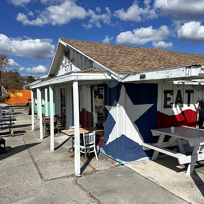 The Texas flag mural makes a bold statement - authentic Lone Star barbecue has arrived in Florida.