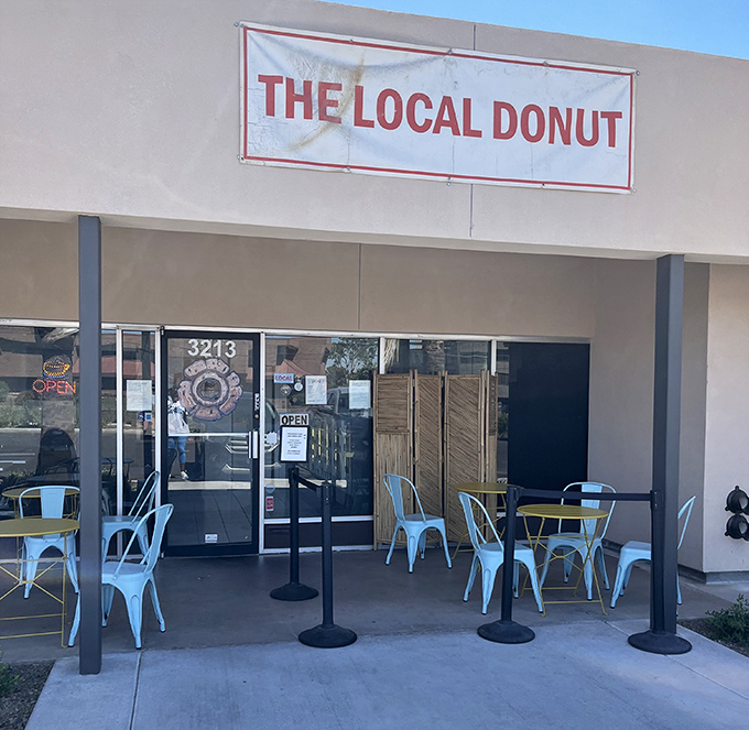 Those blue chairs have witnessed countless first dates, business deals, and family celebrations over fresh donuts.