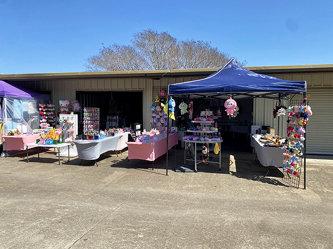 Stuffed animal adoption center! These plush toys seem to be patiently waiting for a child to take them home.