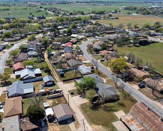Classic small-town Texas architecture where history and affordability create the perfect combination for comfortable living.