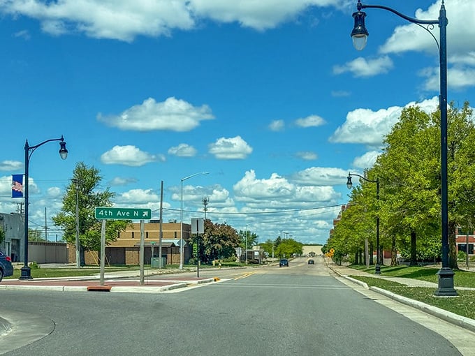Tree-canopied streets in Wisconsin Rapids provide natural air conditioning for budget-conscious retirement strolls.