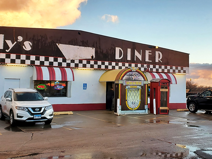 That jukebox mural sets the mood perfectly - dine like it's 1955 but with today's generous portions.