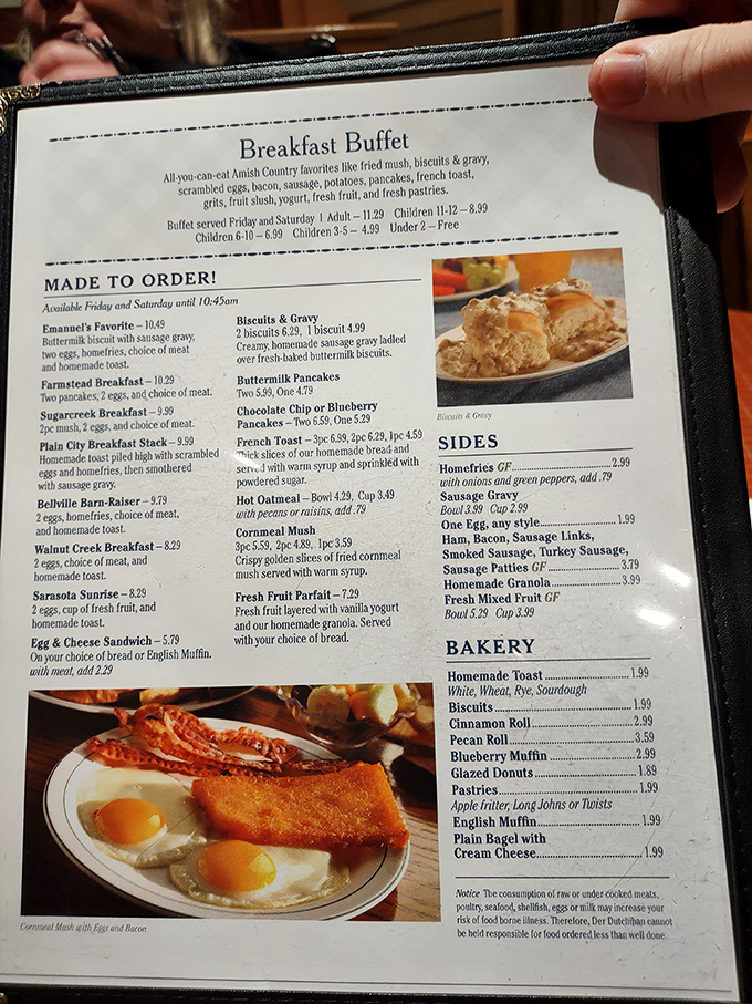 The breakfast menu that launched a thousand road trips. Those buttermilk pancakes have convinced many to drive across state lines.