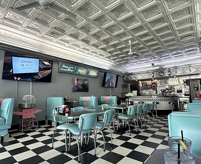 Step into a time machine of turquoise vinyl and checkerboard floors where calories don't count and nostalgia tastes delicious.