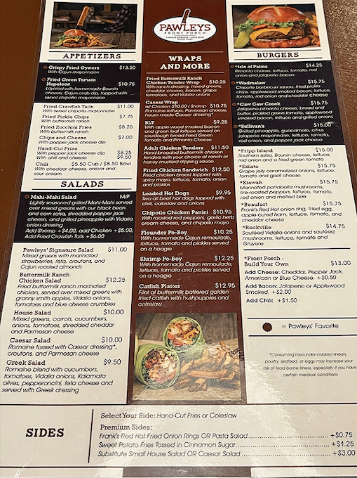 The menu reads like a coastal tour of South Carolina, with each burger named after a beloved beach town.