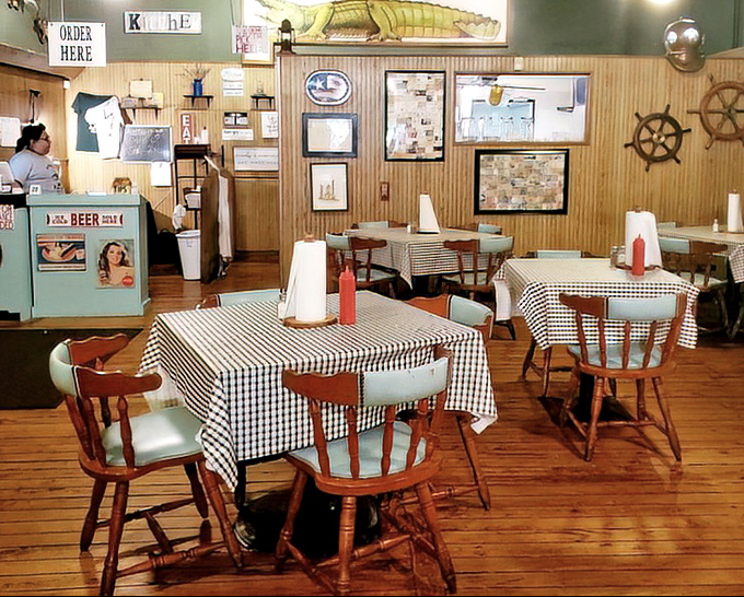 Step inside and time slows down &ndash; wooden tables with checkered cloths, nautical decor, and the promise of seafood that doesn't need fancy presentation to impress.