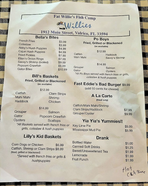 The menu reads like a love letter to Florida's waters &ndash; from Bella's Bites to Yia Yia's Yummies, each section offers treasures that would make Neptune himself jealous.