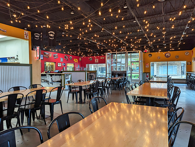 Step inside and the party ceiling lights immediately signal you're in for something special &ndash; like walking into your coolest friend's backyard barbecue, but with better food.