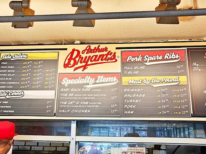 The menu board tells you everything you need to know—this place isn't about fancy descriptions, it's about meat done right.