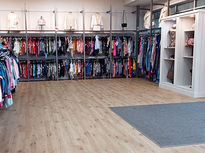 Organized racks create a boutique feel that's miles away from the jumbled chaos of traditional thrift stores. Marie Kondo would definitely approve.