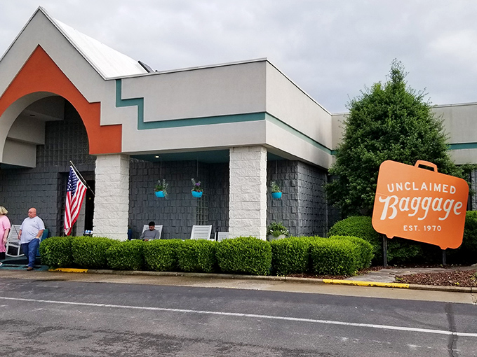 The unassuming exterior of Unclaimed Baggage belies the treasure trove within. Like a Vegas casino, what happens in your suitcase ends up here.