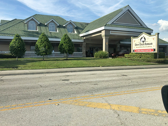 The green-roofed sanctuary of comfort food stands proudly on Bahia Vista Street, beckoning hungry travelers with promises of Amish delights and pie-induced happiness.