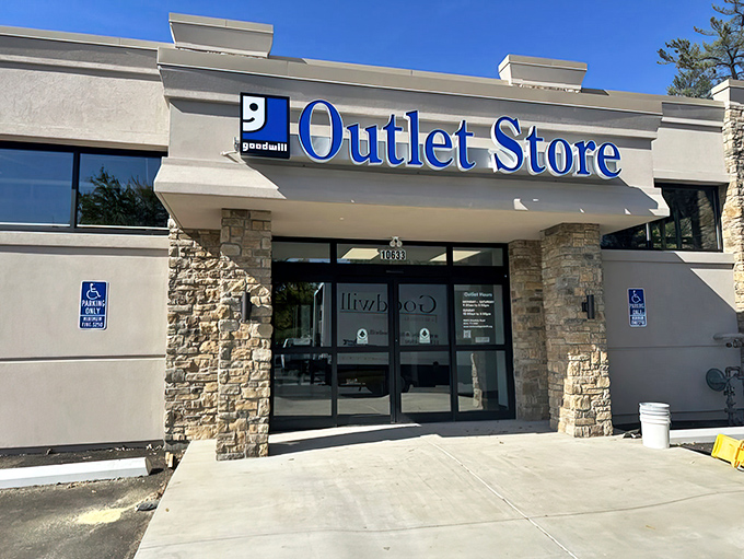 The unassuming entrance to Cincinnati's ultimate treasure hunt&mdash;where bargain dreams come true and wallets breathe sighs of relief.