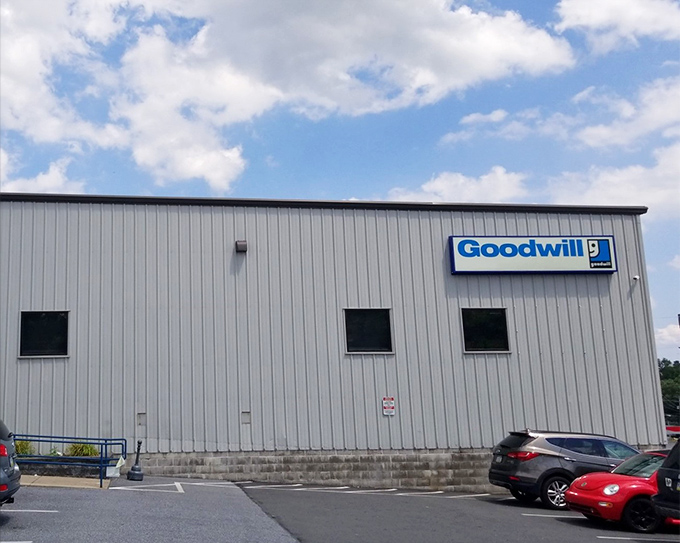 The unassuming exterior of Goodwill's Reading outlet belies the treasure-hunting paradise within. Like a thrift store speakeasy, you'd never guess what awaits inside.